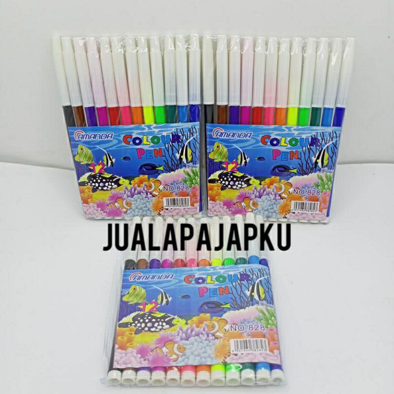 Jual Spidol Warna Warni Isi 12 Warna/ Kelir Air/ Colour pen Ukuran ...