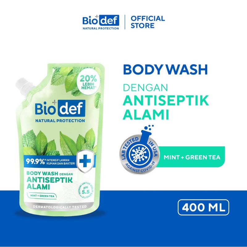 Jual Biodef Body Wash Antiseptik Alami Mint + Green Tea Refill Pouch ...