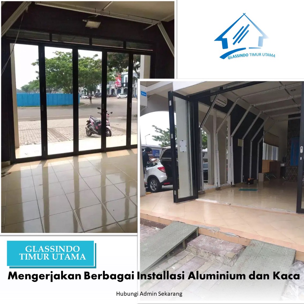 Jual Partisi Pintu Ruko Garasi Lipat Aluminium Kaca | Shopee Indonesia