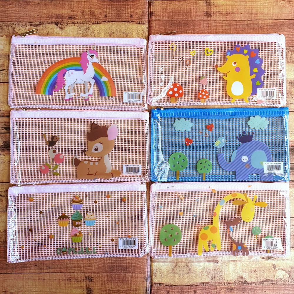 Jual 1 Pcs Map Plastik Resleting Jaring Unik - Zipper Bag Cute C-2010 ...