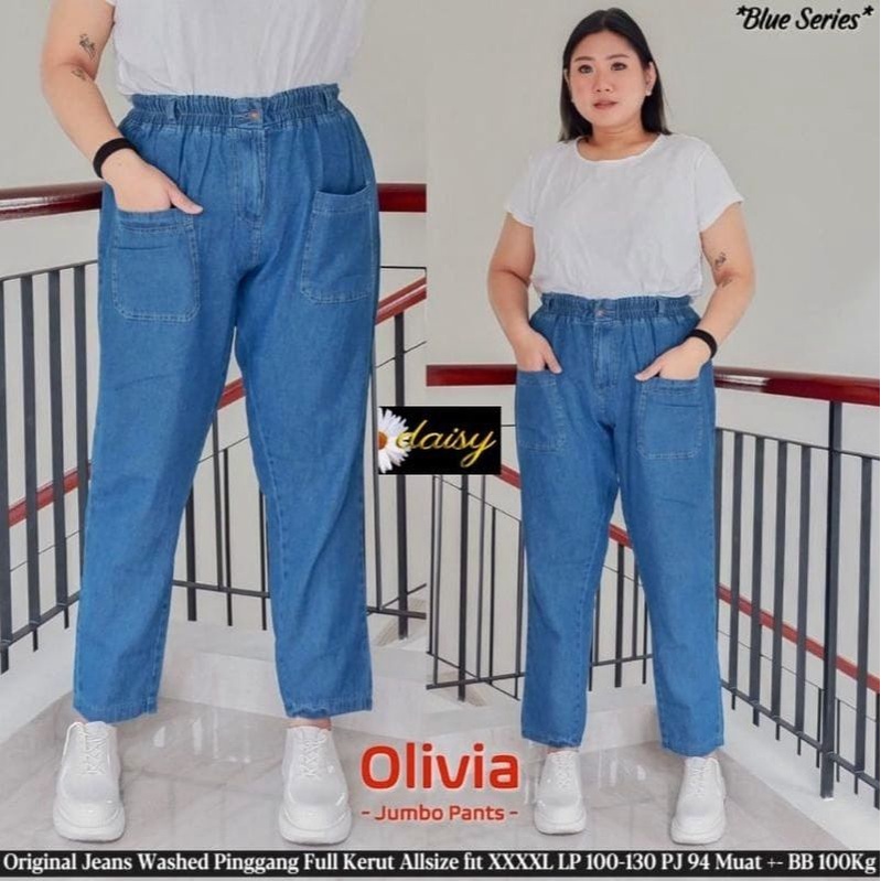 Jual celana boyfriend baggy jumbo pants terbaru super jumbo muat bb 100kg | Shopee Indonesia