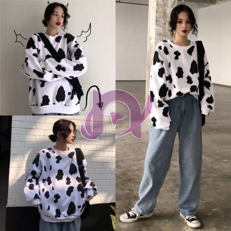 Jual SWEATER CORAK SAPI OVERSIZE / COW MOO FULL PRINT BAHAN BABYTERRY ...