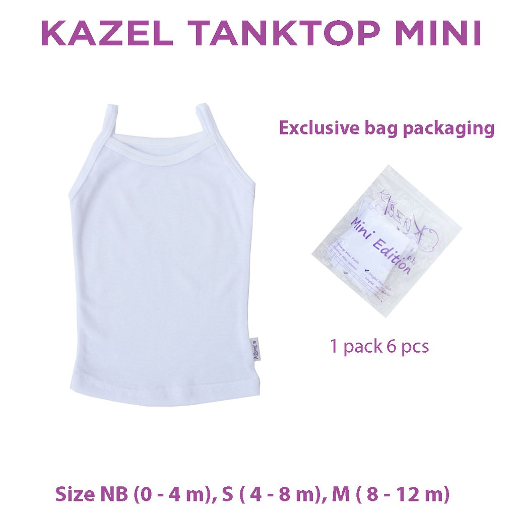 Jual KAZEL Tanktop Mini Putih (6 Pcs) 0-12 Bulan | Shopee Indonesia