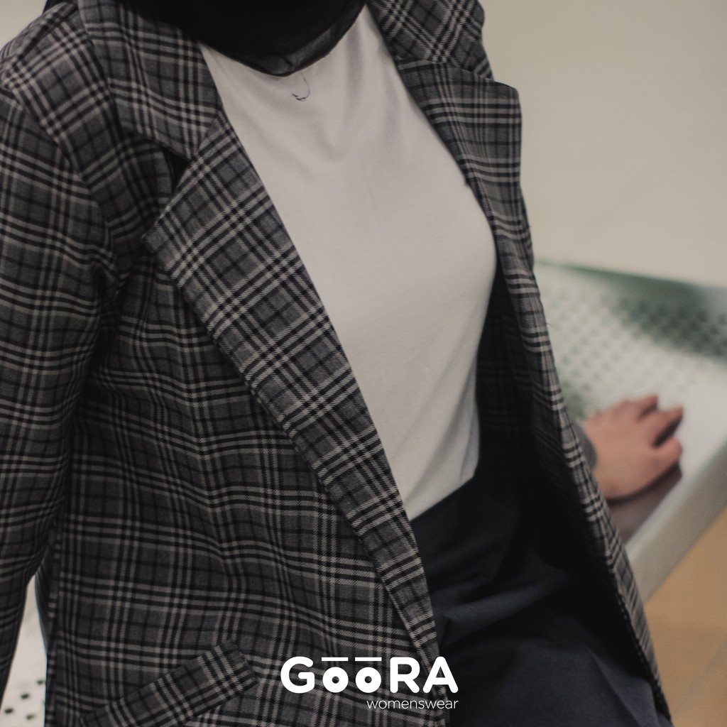 Jual GOORA - Blazer Dark Grey | Shopee Indonesia