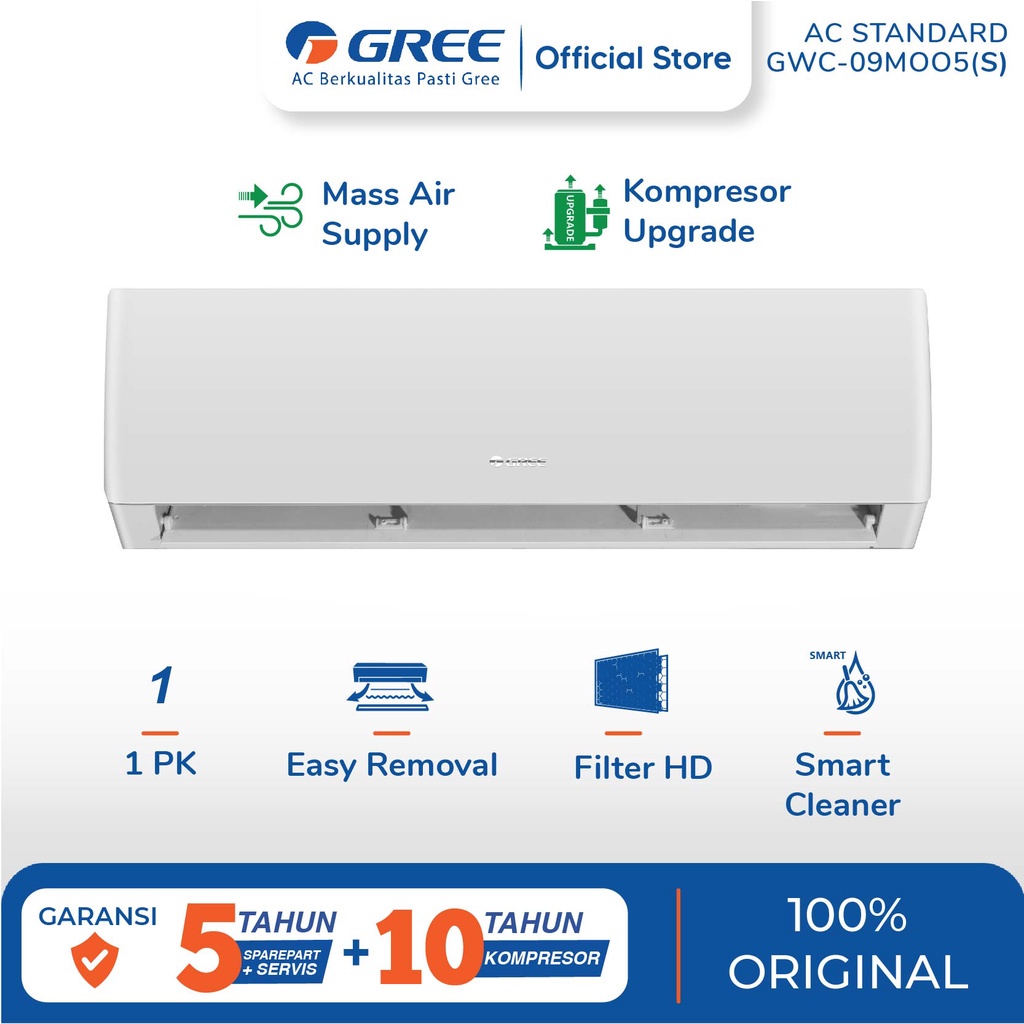 Jual GREE AC STANDARD - AC Split 1 PK - GWC-09MOO5(S) - KOMPRESSOR ...