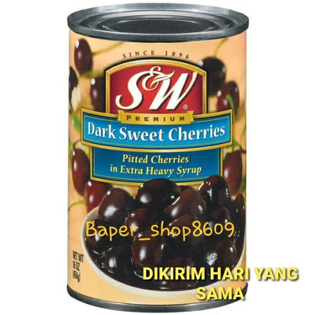 Jual S&W Dark Sweet Cherry Premium in Heavy Syrup per kardus isi 12 ...