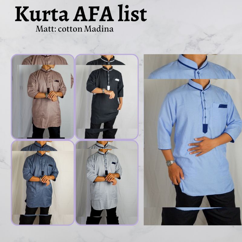 Jual GAMIS KURTA AFA MOSLEM DEWASA POLOS MOTIF LIS KATUN MADINAH /KOKO ...