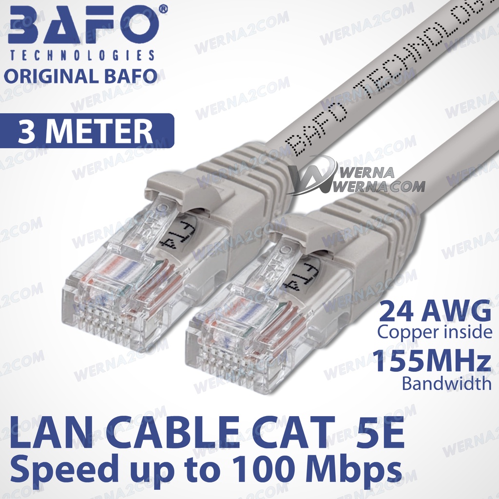 Jual Kabel LAN RJ45 UTP CAT5e 3 Meter / 3M BAFO | Shopee Indonesia