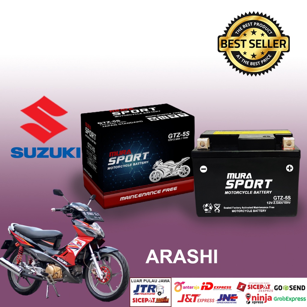 Jual Aki Motor SUZUKI ARASHI Accu MF GTZ5S Accu Kering Aki MURA FITZ5S ...