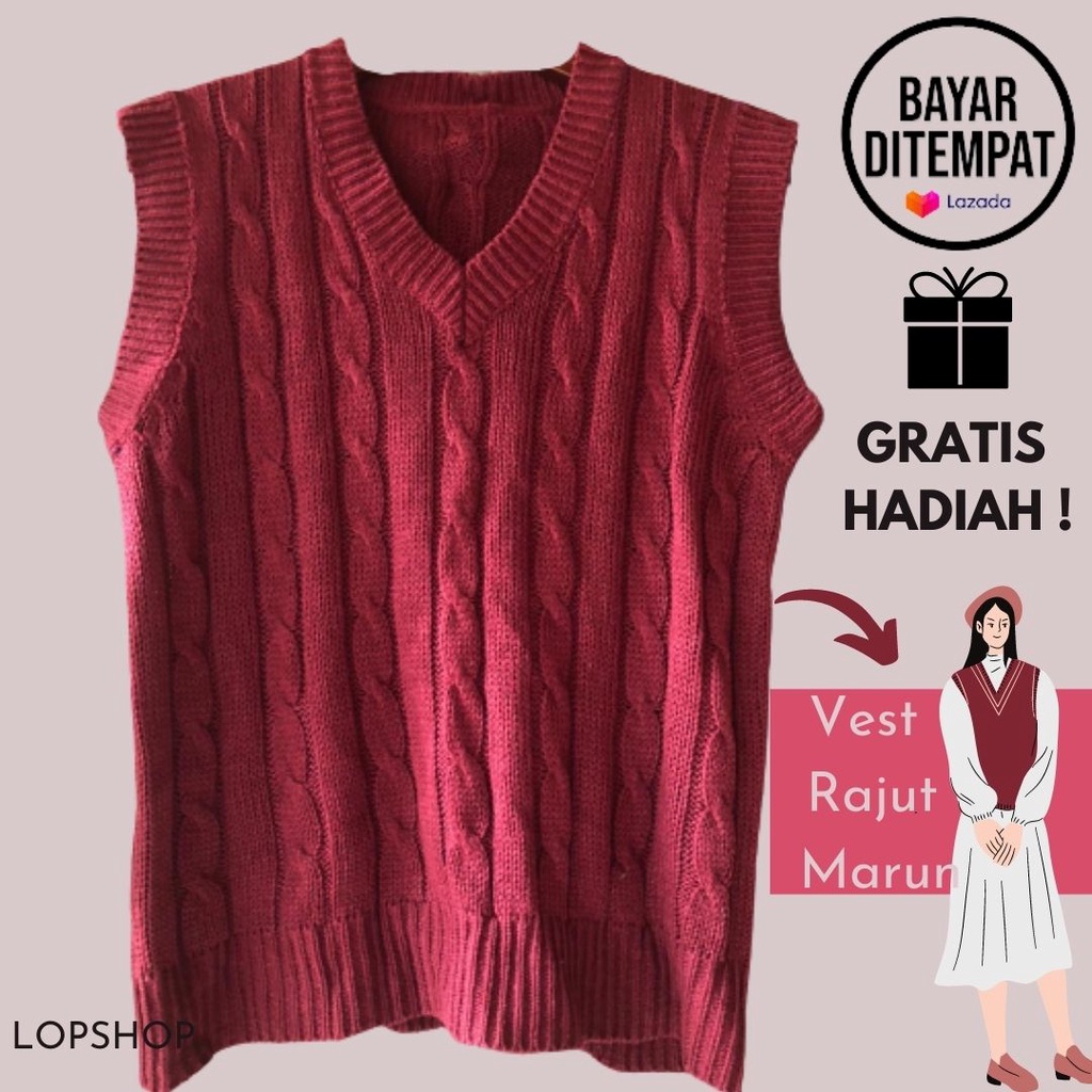 Jual VEST RAJUT CABLE ROMPI KNITWEAR PREMIUM KEKINIAN FASHION WANITA KOREAN STYLE TERBARU 2022 ...