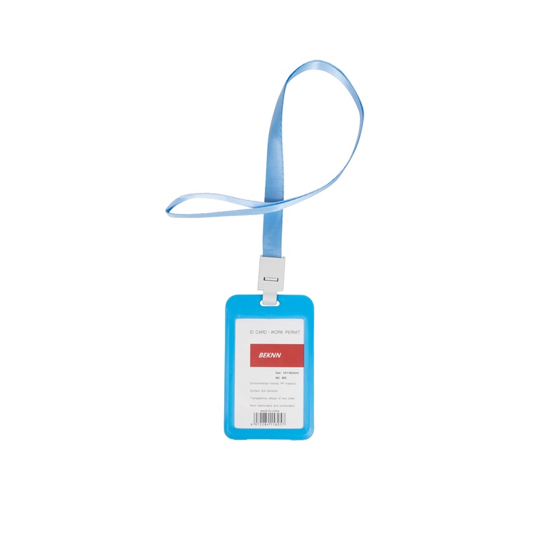 Jual Name Tag PP ID Card Holder Biru Muda PP Lanyard PP Gantungan Kartu ...