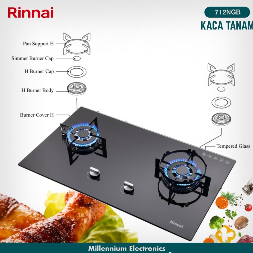 Jual Kompor Gas Tanam 2 Tungku Rinnai RB-712N (GB) 712ngb ngb | Shopee Indonesia