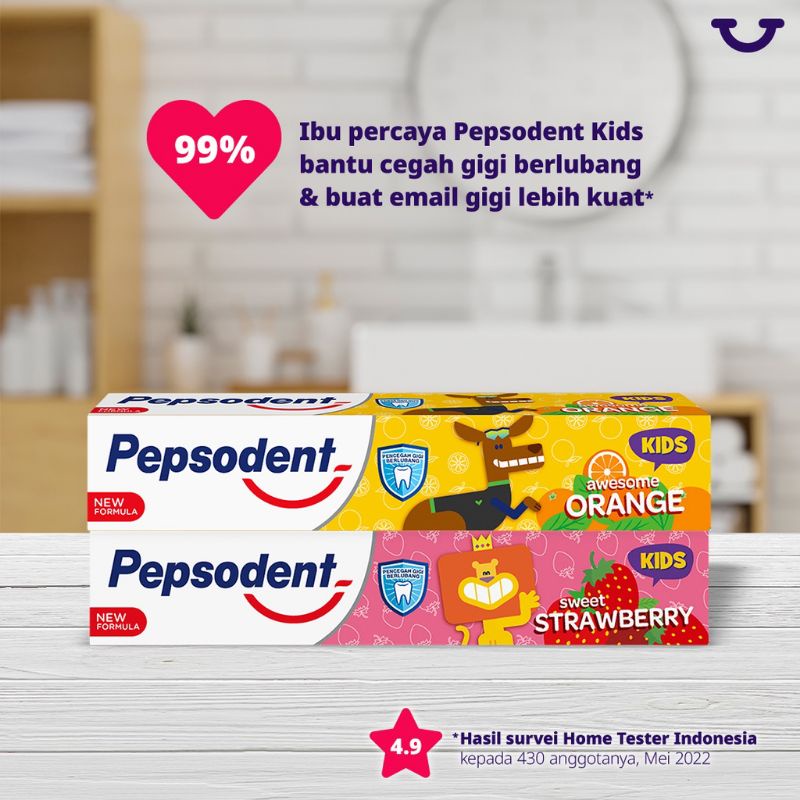 Jual Pepsodent Pasta Gigi Kids Strawberry 50Gr Atau Orange Pasta Gigi ...