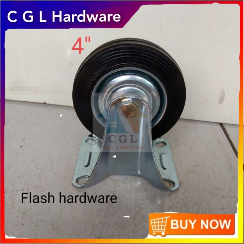 Jual Roda karet / roda trolley / roda etalase lori plat MATI uk 4" inch ...