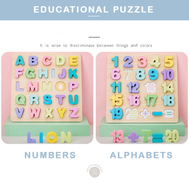 Jual JKT Numbers/Alphabets Wooden Puzzle Learn 123/ABC Belajar Angka ...