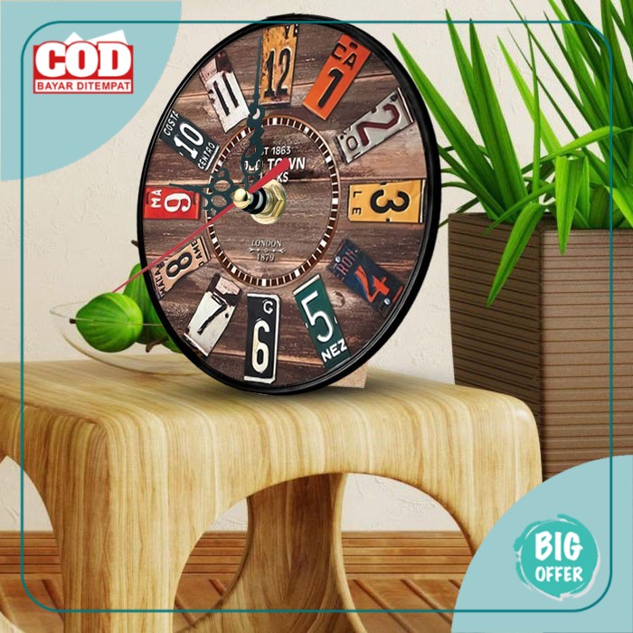 Jual Jam Meja Unik Minimalis Weker Duduk / Jam Kayu Kado Gambar Plat ...
