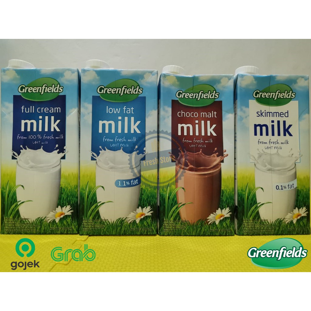Jual Susu Greenfields Greenfield UHT 1000ml 1L | Full Cream Low Fat Choco Malt Coklat Skimmed ...