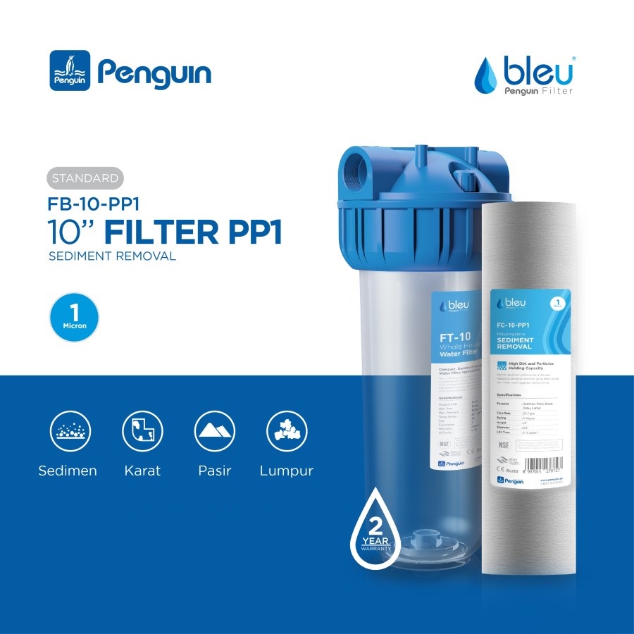 Jual Penguin Bleu Water Filter PP / Filter Air Sedimen 10 inch FB-10-PP1 | Shopee Indonesia