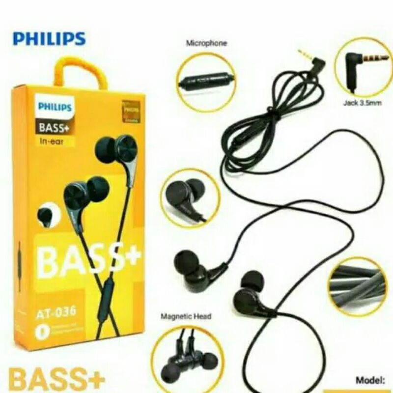 Jual philips Bass+ In-ear Earphone Handsfree Stereo Headphone | Shopee ...