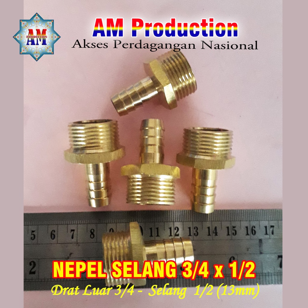 Jual Nepel Selang 3/4x1/2, Nepel Selang Kuningan, Hose Neaple, Drat ...