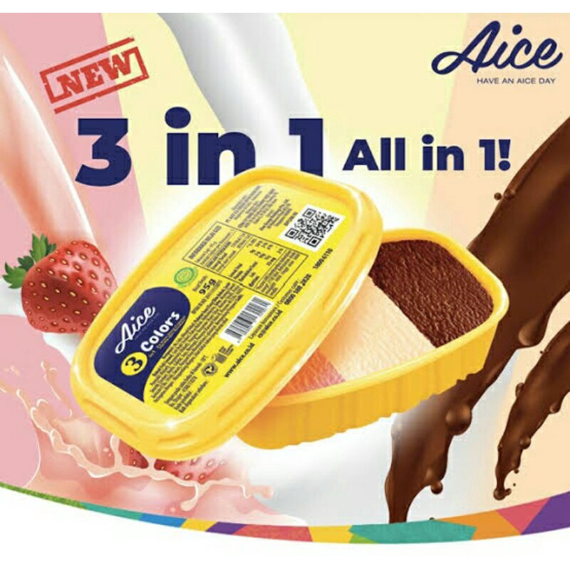 Jual Es Krim Aice 3in1 Colors 95 gram 1 dus isi 27 pcs | Shopee Indonesia
