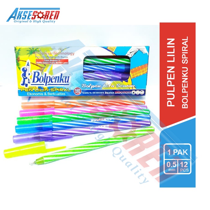 Jual PEN LILIN BOLPENKU [SPIRAL/1 PACK] / PULPEN 1 PAK MURAH / BOLPOINT ...