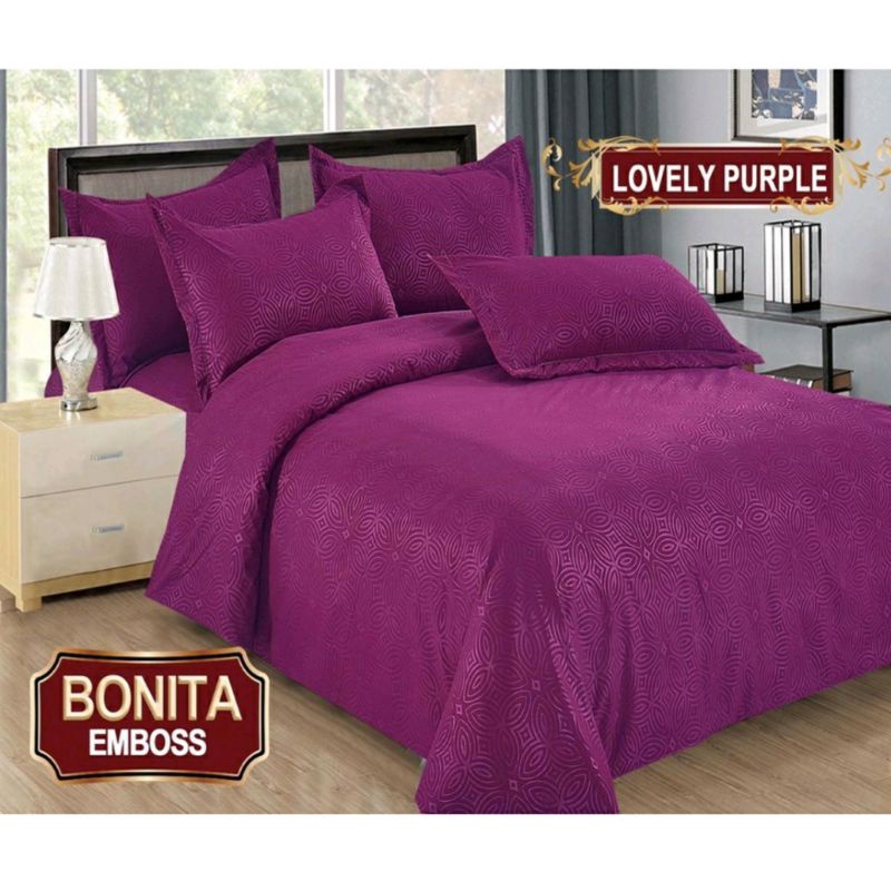 Jual bed cover bonita embos tanpa sprei uk 180x200 warna Lovely purple ...