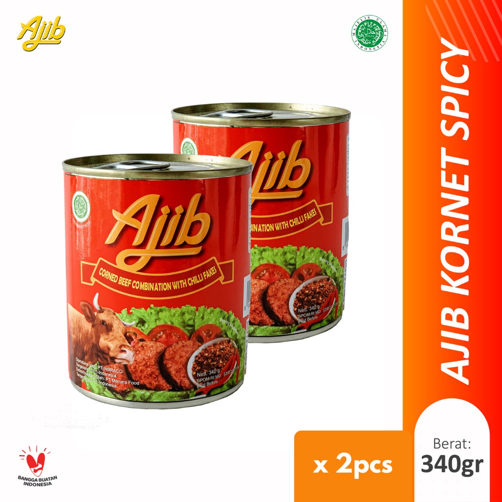 Jual Ajib Kornet Daging Sapi Dengan Cabai 340gr - Isi 2pcs | Shopee ...