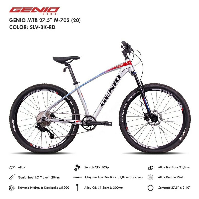 Jual Sepeda MTB 27.5 inch Genio M702 M 702 M-702 Hydraulic Sensah 10 sp ...