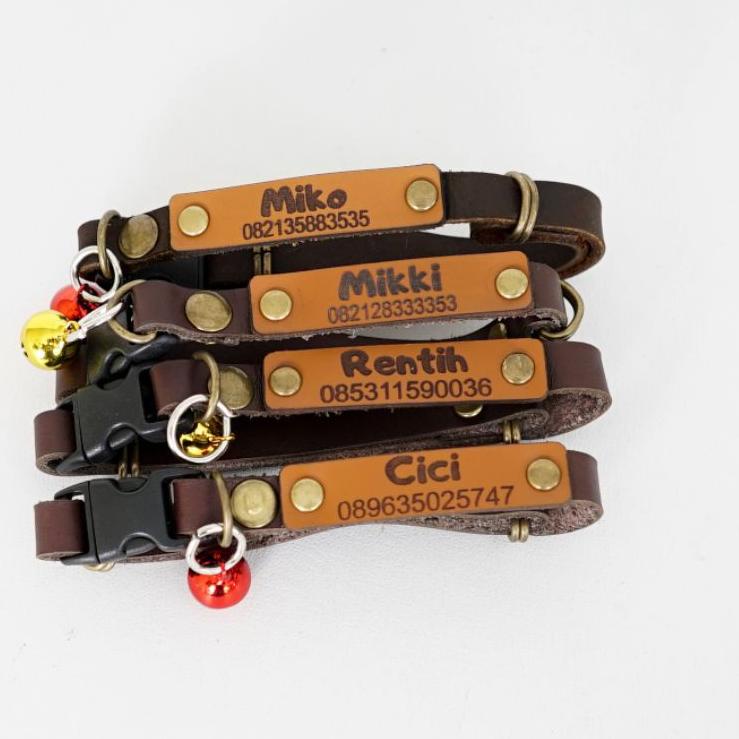 Jual Modern.. Kalung Kucing Kulit Custom Nama Desain Name Tag | Shopee ...