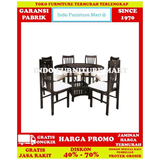 Jual Meja Makan Minimalis Kayu Caserini Osaka 6 Kursi Bulat Putaran ...
