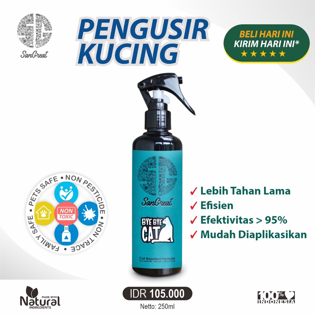 Jual Anti kucing pengusir kucing alami spray 250 ml bye bye cat untuk ...