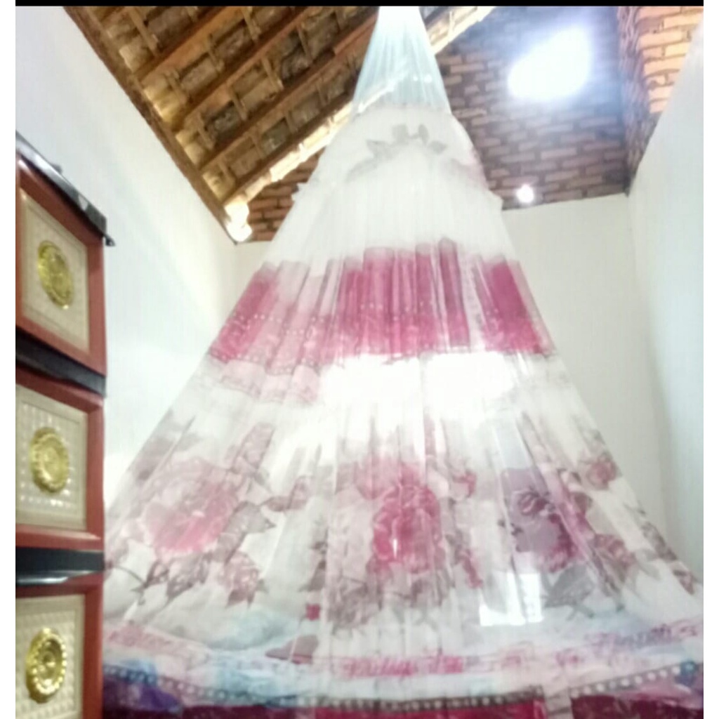 Jual KELAMBU GANTUNG MOTIF BUNGA PLUS ROTAN | Shopee Indonesia