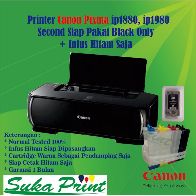 Jual Printer Canon Pixma IP.1880 / IP.1980 Infus Hitam Tinta penuh ...