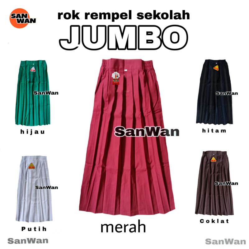 Jual Rok Sekolah SD JUMBO Panjang MI Rok Rempel Sekolah Warna Merah ...