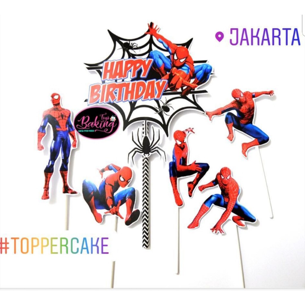 Jual Topper Cake Birthday Spiderman Jala Custom | Shopee Indonesia