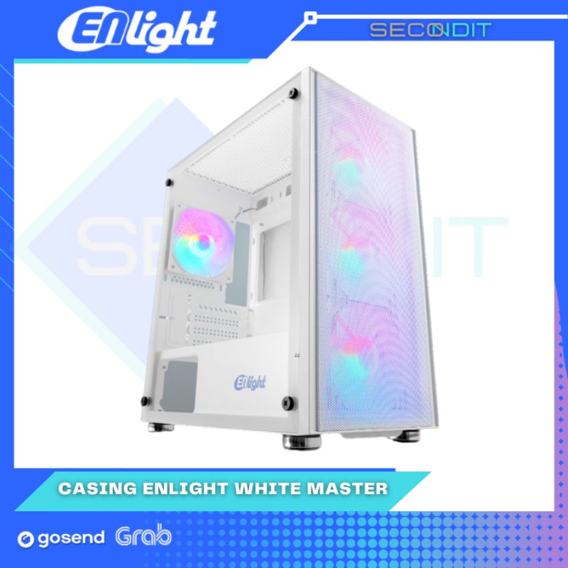 Jual casing pc gaming putih enlight white master case matx atx non psu ...
