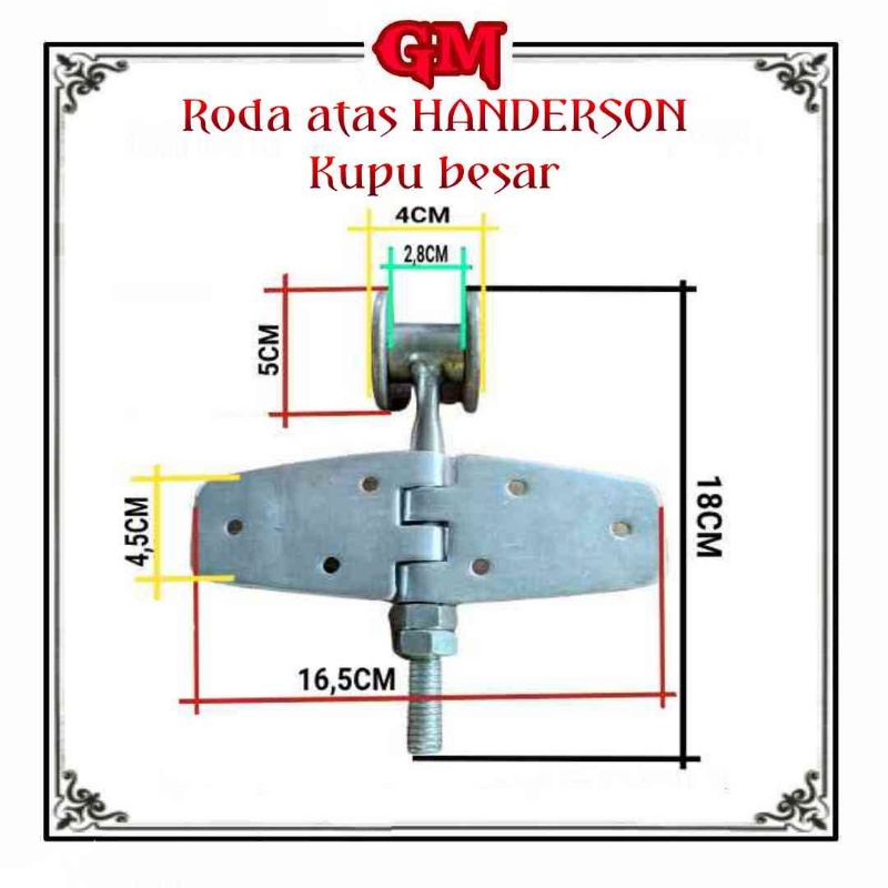 Jual Roda atas pintu lipat besi gebyog HANDERSON kupu besar | Shopee ...