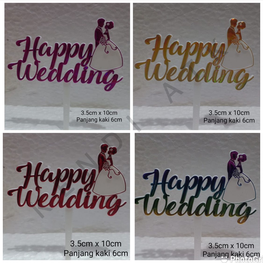 Jual CAKE TOPPER motif ORANG tulisan "HAPPY WEDDING" (SATUAN) "KTi140 ...