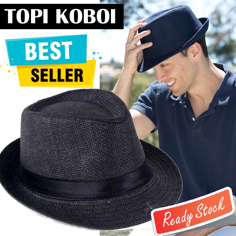 Jual Topi Koboy Laken Pria Dewasa Fedora Koboi Tompi Vintage Cowboy Cap ...