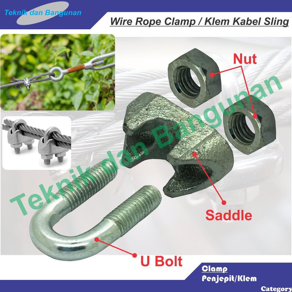 Jual LJR Wire Rope Clamp atau Klem Kabel Sling 8mm 750pcs | Shopee ...