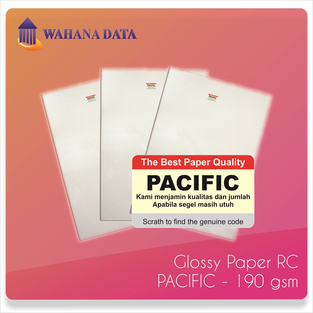 Jual Kertas Foto RC / RC Glossy Photo Paper Pacific 190 Gsm - Isi 20 ...
