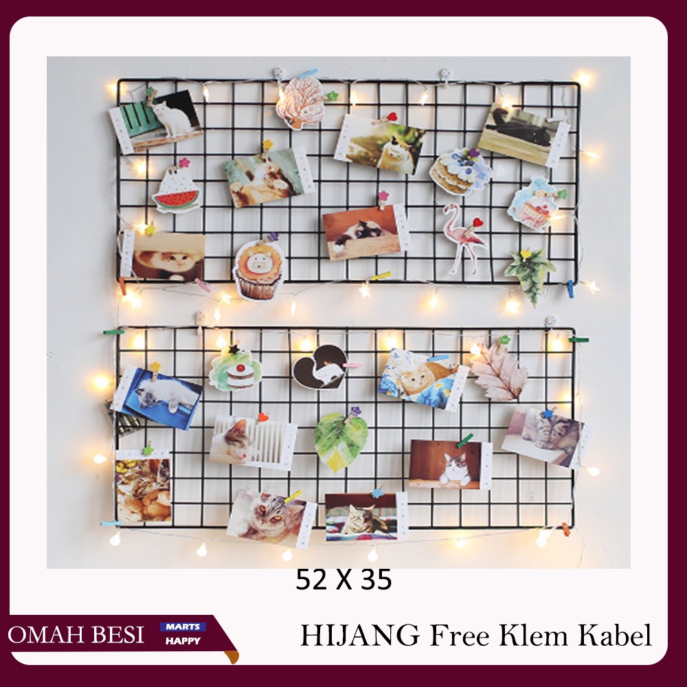 Jual (OMAH BESI) HIJANG Hiasan Dinding wire grid Keranjang Besi Rak ...