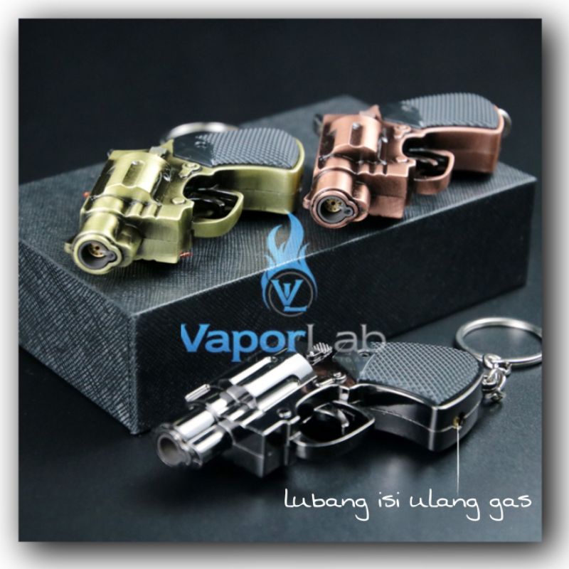 Jual mancis korek api model pistol revolver mini gun key chain lighter gantungan kunci | Shopee ...