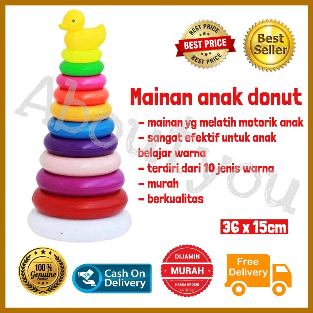 Jual Mainan Anak RING DONUT 10 SUSUN Warna Warni Mainan Murah edukasi ...