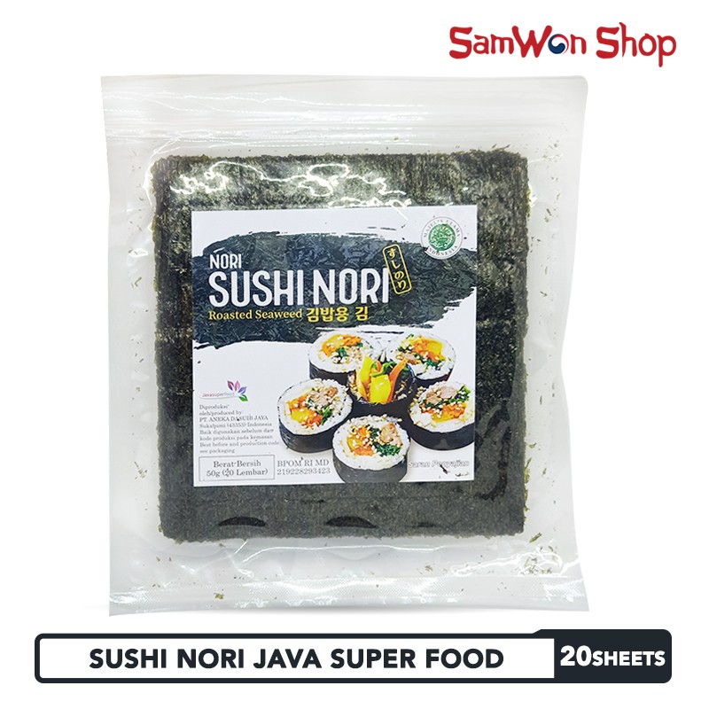 Jual SUSHI NORI JAVA SUPER FOOD 20 SHEETS ROASTED SEAWEED RUMPUT LAUT ...