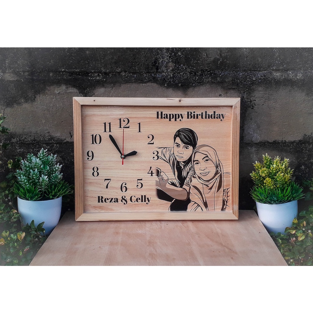 Jual Jam Dinding Kayu Design Sketsa || FREE DESIGN | Shopee Indonesia