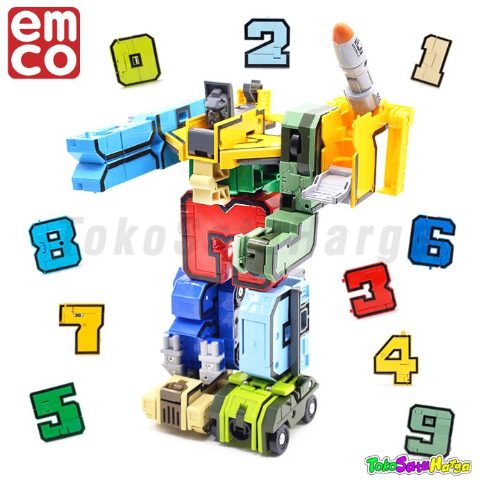 Jual Emco Pocket Morphers Mega Botz Number Mainan Transformer | Shopee ...
