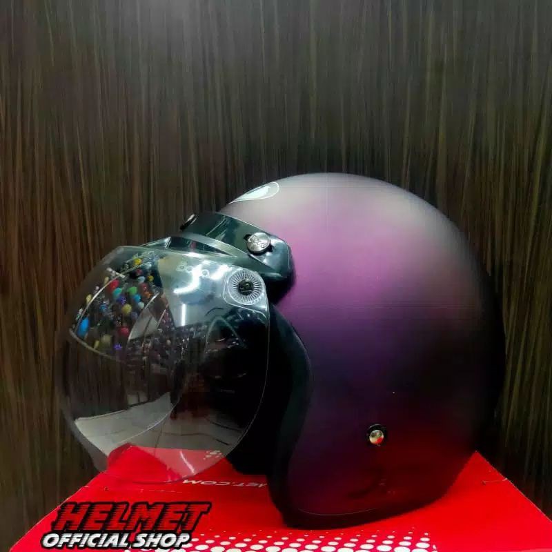 Jual HELM JPN UNGU TUA/VIOLET DOP KACA DATAR FLAT VISOR CEMBUNG ...