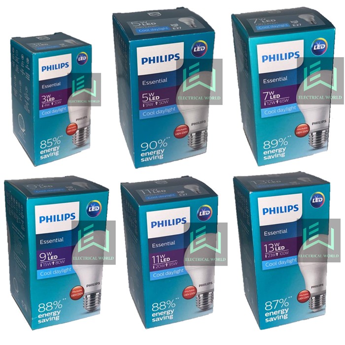 Jual Philips LED Essential 3 5 7 9 11 13 15 Watt W Putih Lampu Ess Bulb ...